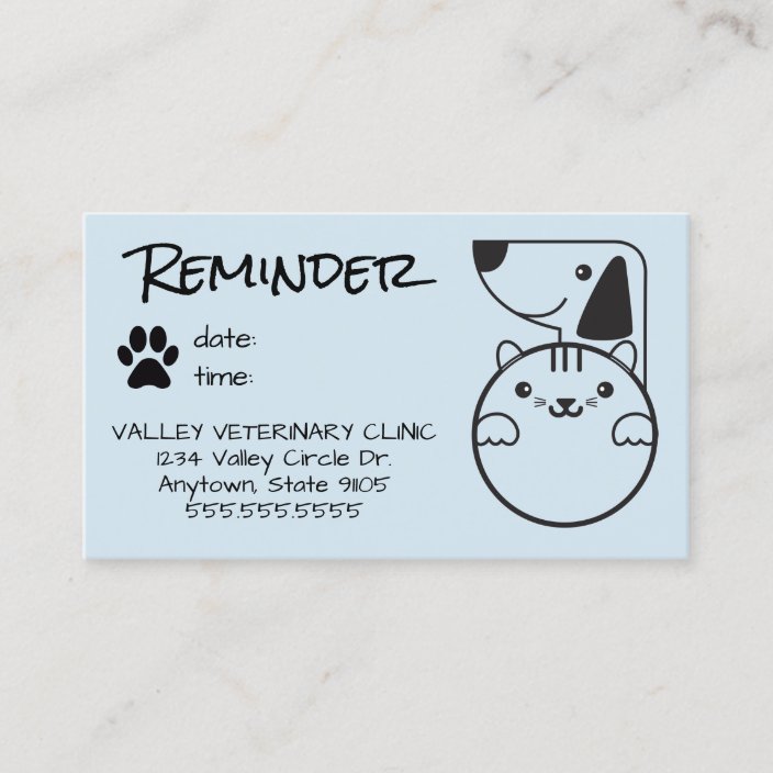 Dog Cat Pets Appointment Reminder Card | Zazzle.com