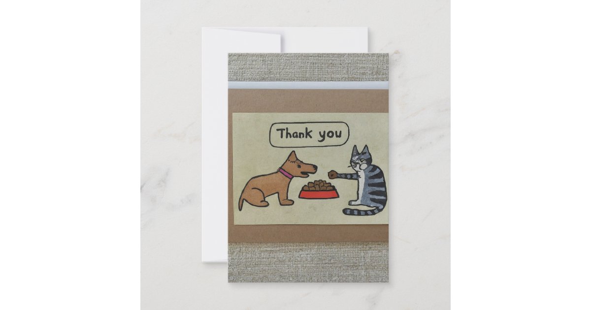 dog & cat thank you card | Zazzle