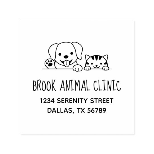Dog Cat Veterinarian Animal Clinic Address Self-inking Stamp | Zazzle.com