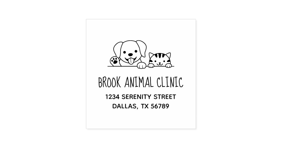 Dog Cat Veterinarian Animal Clinic Address Self-inking Stamp | Zazzle
