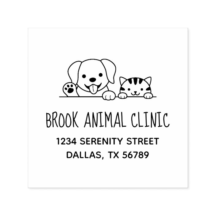 Dog Cat Veterinarian Animal Clinic Address Self-inking Stamp | Zazzle.com
