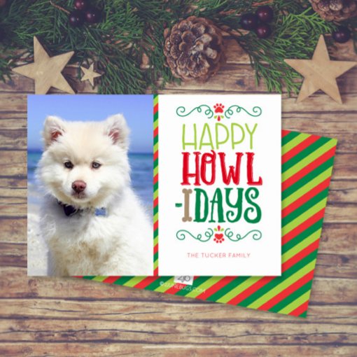 Dog Christmas Photo Happy Howlidays Holiday Card | Zazzle