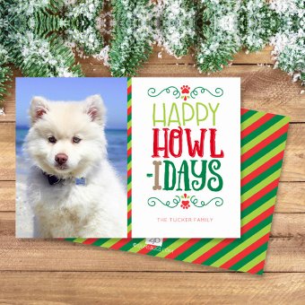 Dog Christmas Photo Happy Howlidays Holiday Card | Zazzle