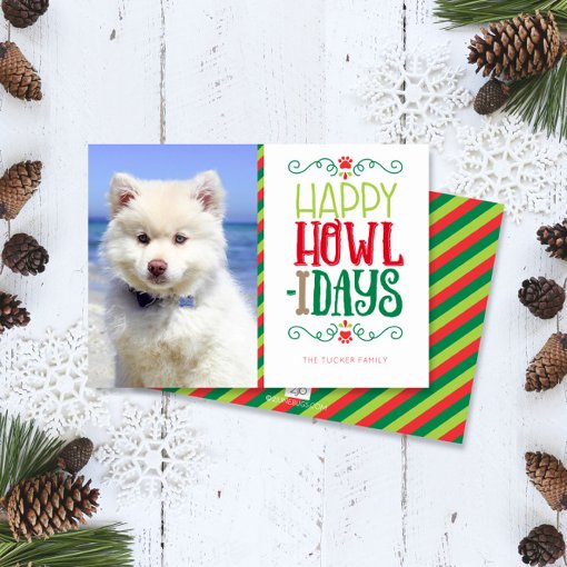 Dog Christmas Photo Happy Howlidays Holiday Card | Zazzle