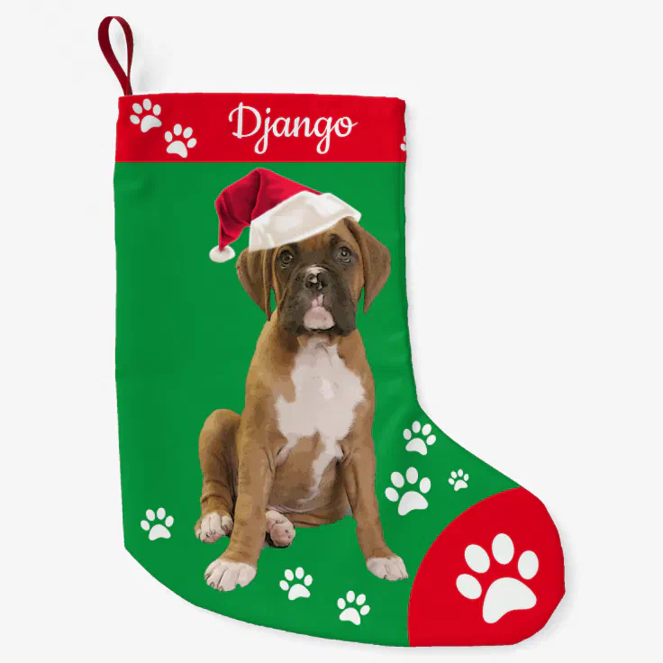 Dog Christmas Stockings, Cute Boxer Puppy Small Christmas Stocking | Zazzle