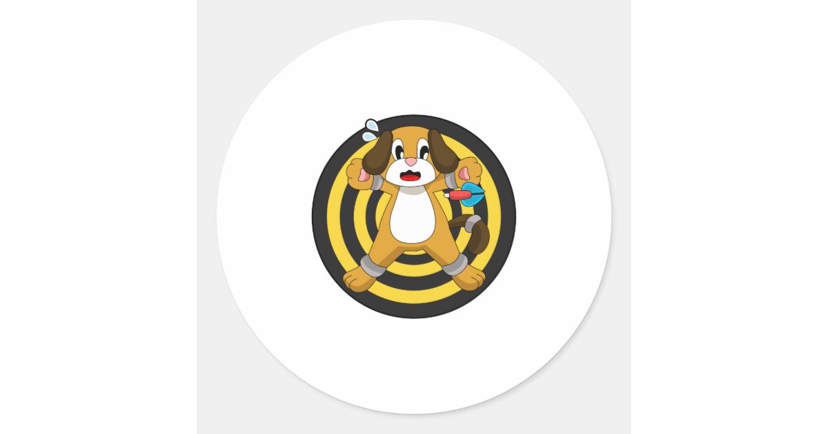 Dog Darts Dart Dartboard Classic Round Sticker | Zazzle