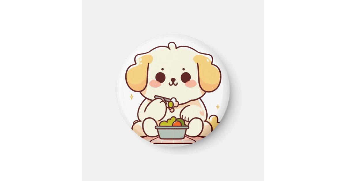 Dog eating lunch magnet | Zazzle