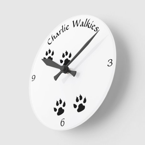 Dog Footprint Template Round Clock | Zazzle