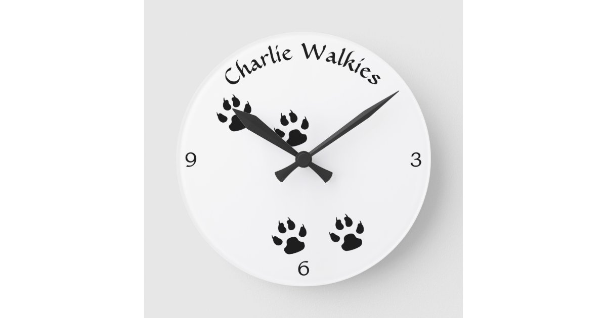 Dog Footprint Template Round Clock | Zazzle