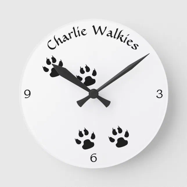 Dog Footprint Template Round Clock | Zazzle