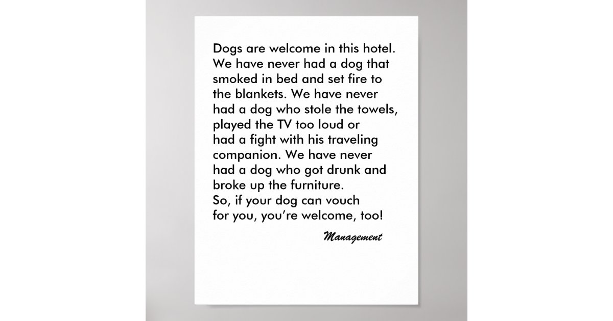 Dog Friendly Hotel Sign | Zazzle
