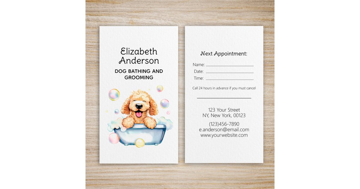 Dog Groomer Golden Doodle Appointment Business Card | Zazzle