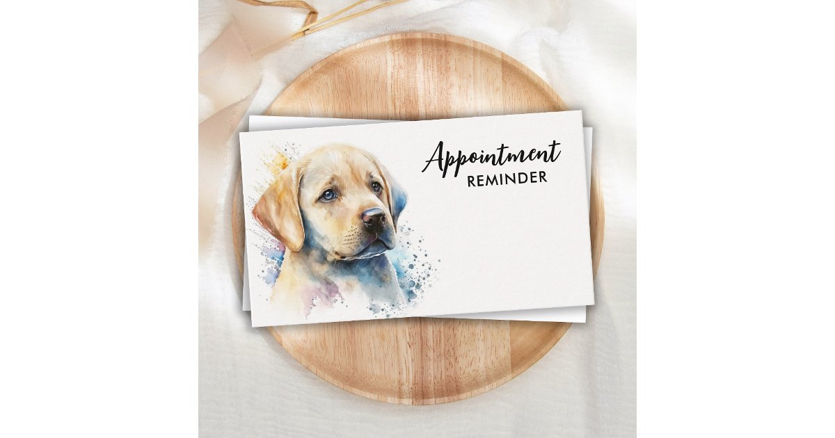 Dog Groomer Pet Sitter Yellow Labrador Cute Puppy Appointment Card | Zazzle