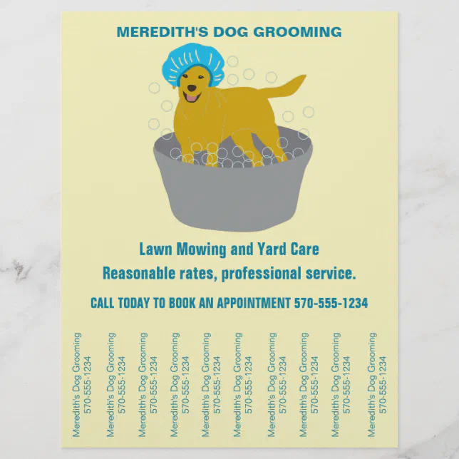 Dog Grooming Business Dog Groomers Tear Off Strips Flyer | Zazzle
