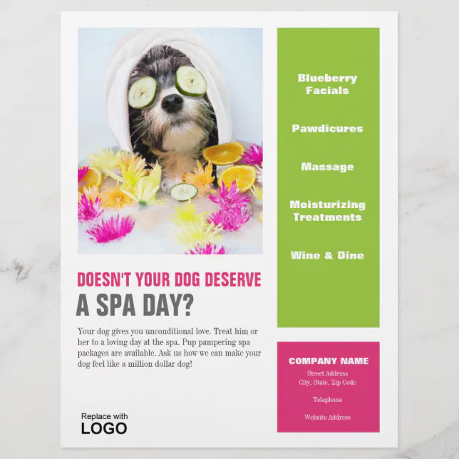 Dog Grooming Flyer-Spa Flyer | Zazzle
