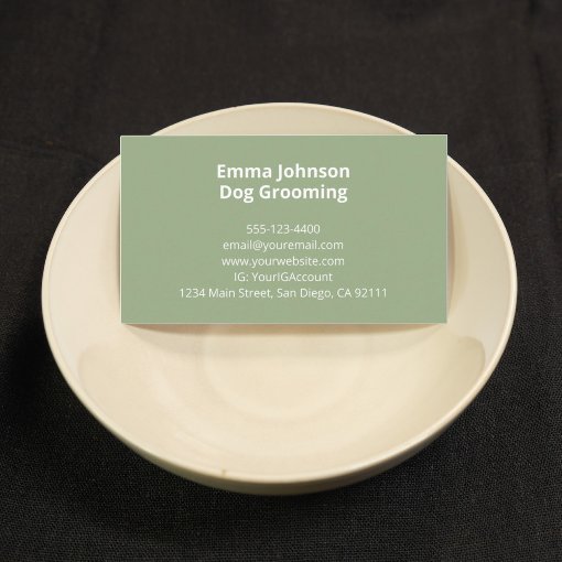 Dog Grooming | walking | sitting Sage Business Card | Zazzle