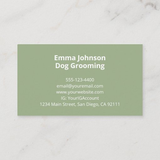 Dog Grooming | walking | sitting Sage Business Card | Zazzle