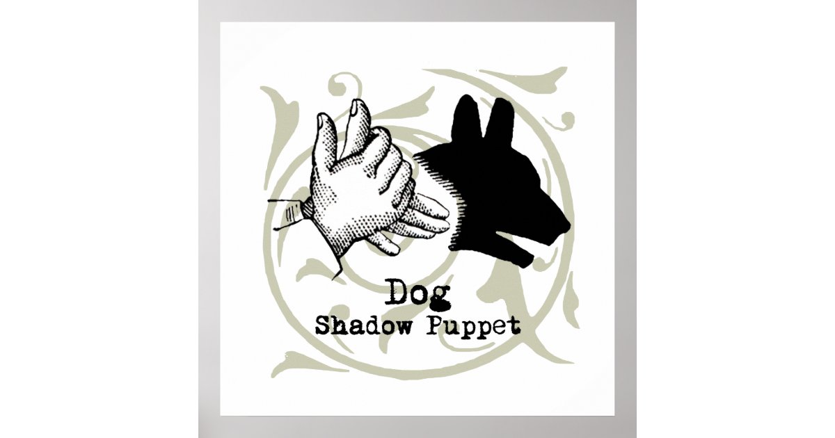 Dog Hand Puppet Shadow Games Vintage Poster | Zazzle