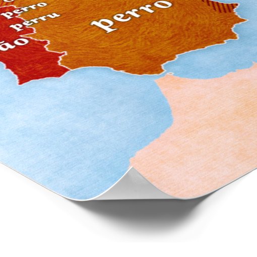 Dog in European Languages Map Poster | Zazzle