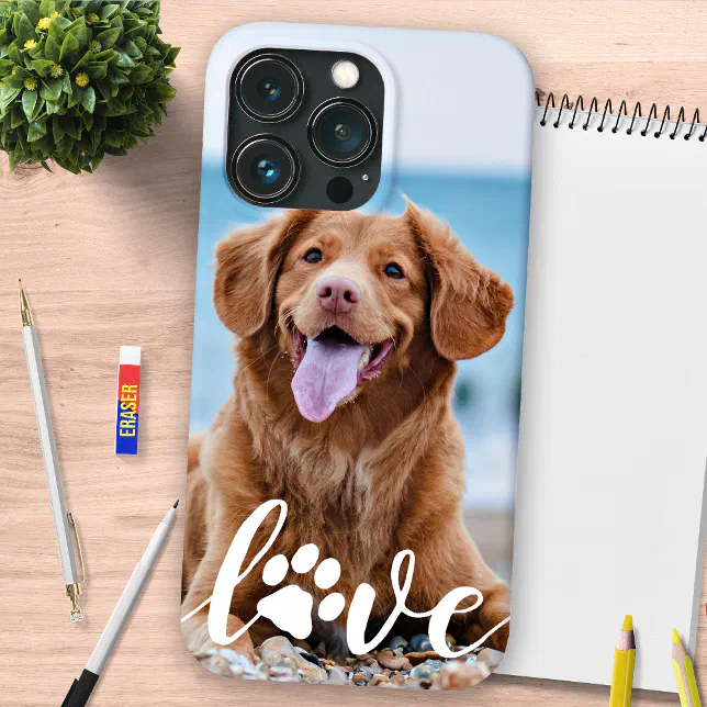 Dog Lover Personalized Pet Photo LOVE Paw Print Case-Mate iPhone Case ...