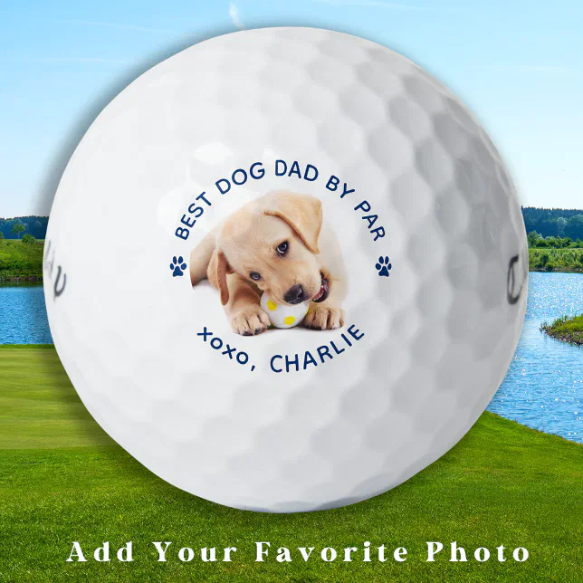 Dog Lover Personalized Pet Photo Modern Golfer Golf Balls | Zazzle