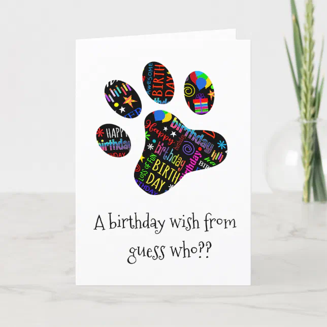 Dog Lover Pets Paw Add a Name Happy Birthday Card | Zazzle