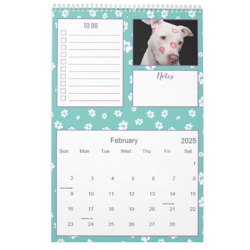 Dog lovers Your own photos Paws on teal Planner Calendar | Zazzle