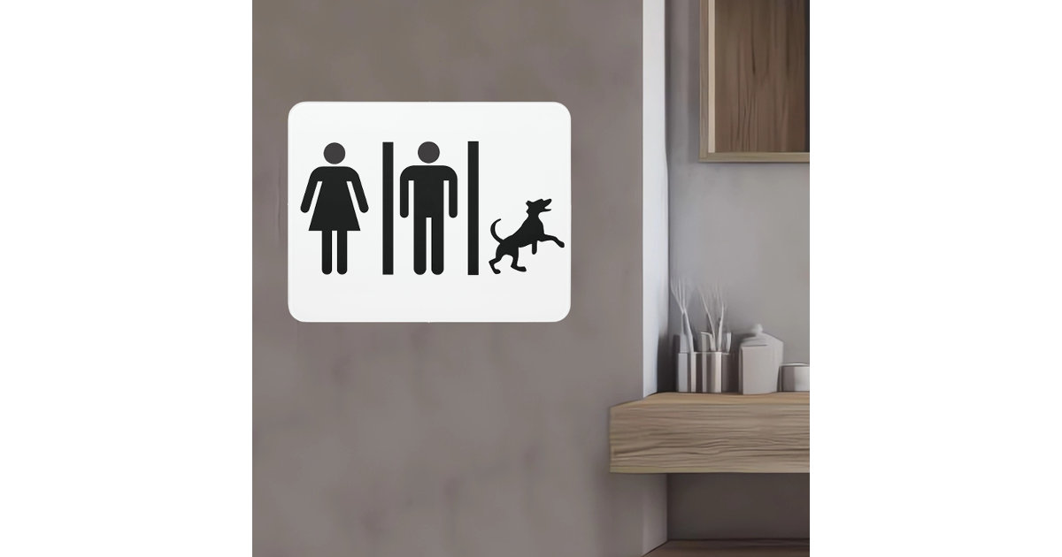 Dog Man Woman Funny Restroom home Bathroom Door Sign | Zazzle