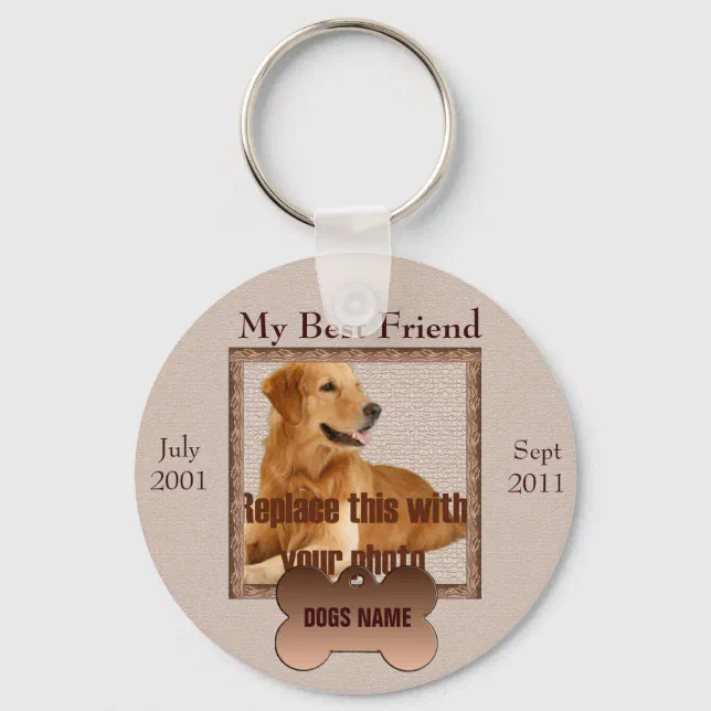 Dog Memorial in Beautiful Brown Tones Keychain | Zazzle