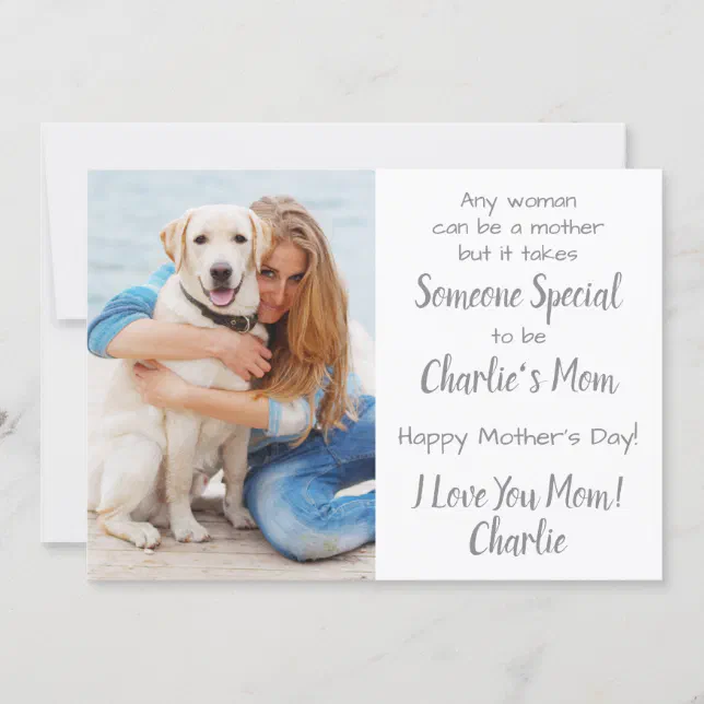 Dog Mom Custom Pet Photo Mother's Day Holiday Card | Zazzle