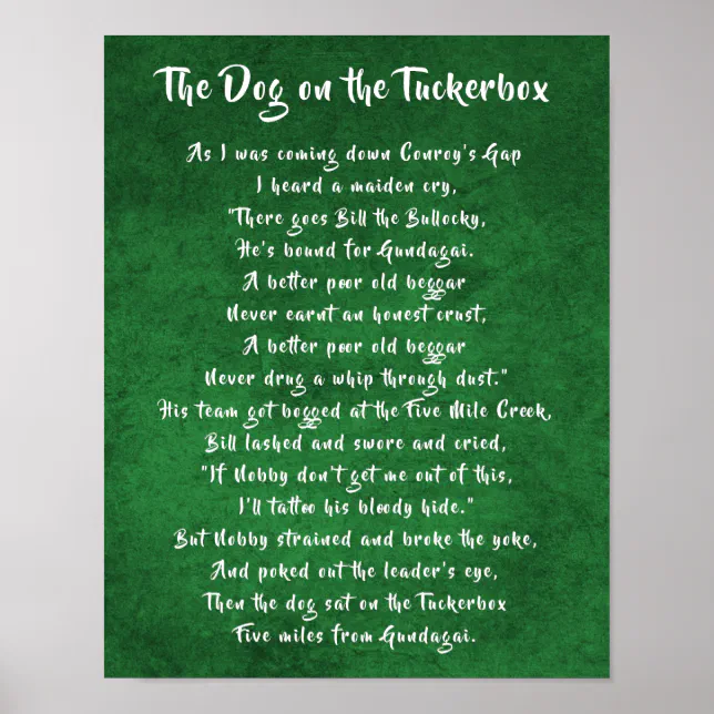 Dog on the Tuckerbox Australian Bush Poem Poster | Zazzle