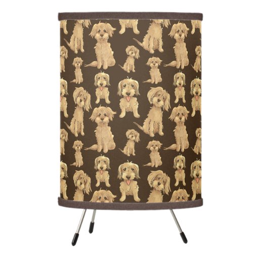 Dog Pattern Brown labradoodle goldendoodle Cute Tripod Lamp | Zazzle