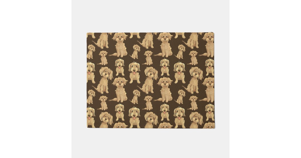 Dog Pattern Brown labradoodle goldendoodle Doormat | Zazzle