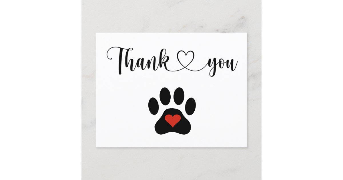 Dog Paw Custom Thank you card | Zazzle