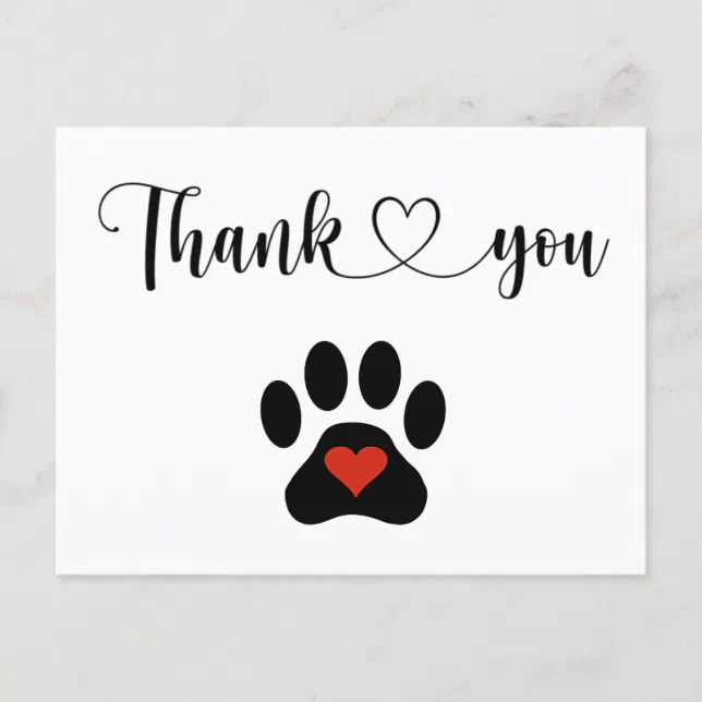 Dog Paw Custom Thank you card | Zazzle