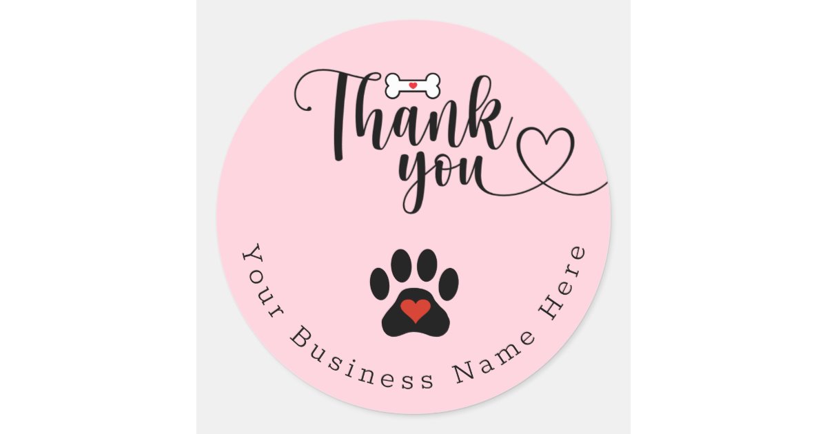 Dog Paw Custom Thank You Stickers | Zazzle