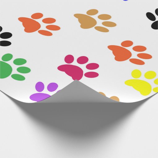 Dog Paw Print color Pattern Wrapping Paper | Zazzle