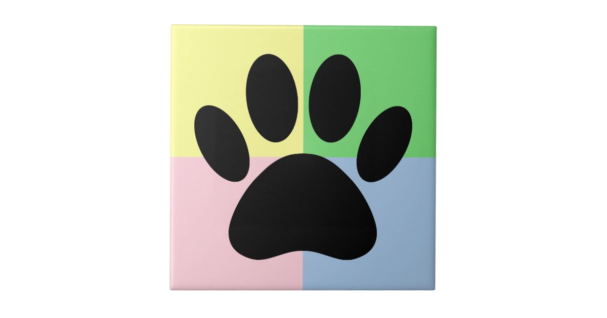 Dog Paw Print Pastel Colors Custom Ceramic Tile | Zazzle