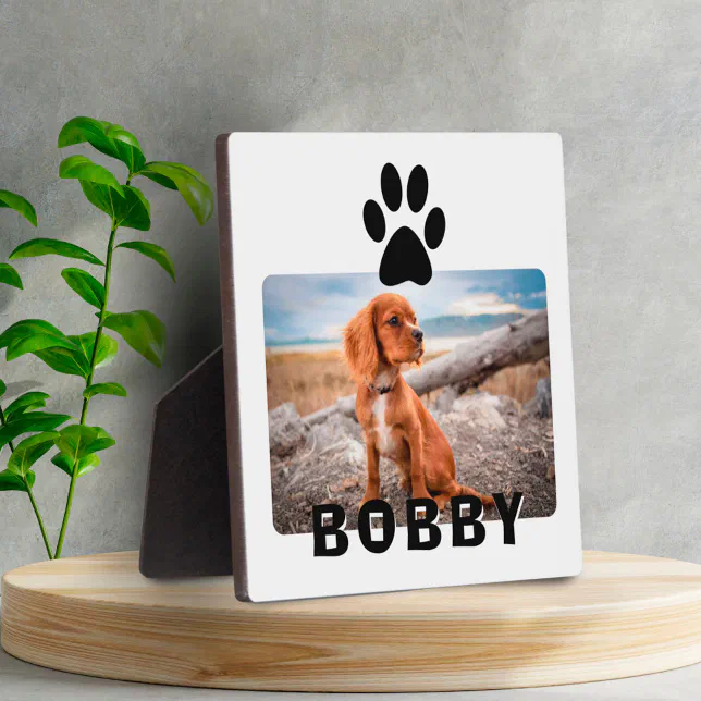Dog Paw Print Pet Custom Photo Name Plaque | Zazzle