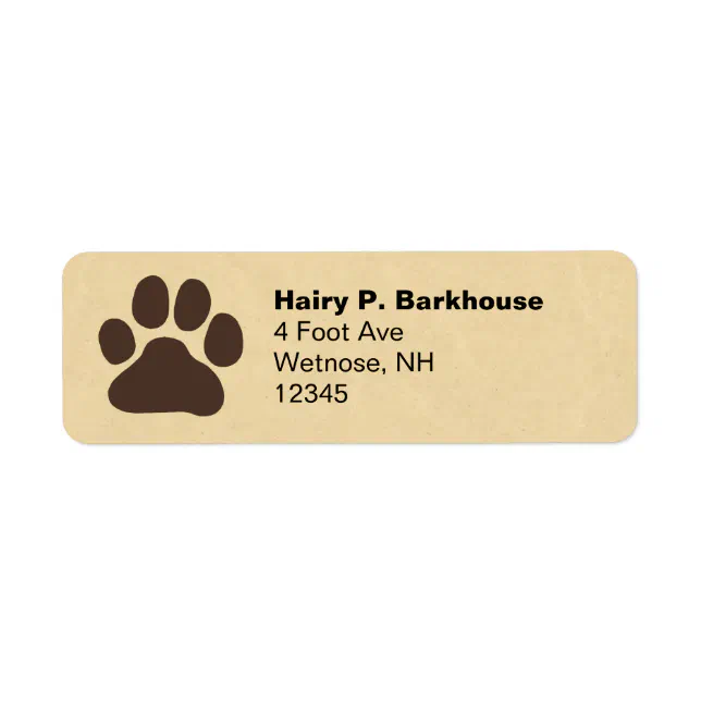 Dog Paw Print Pet Lover's Return Address Labels | Zazzle