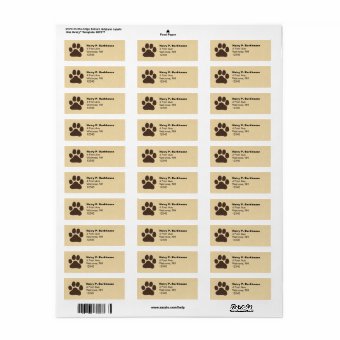Dog Paw Print Pet Lover's Return Address Labels | Zazzle