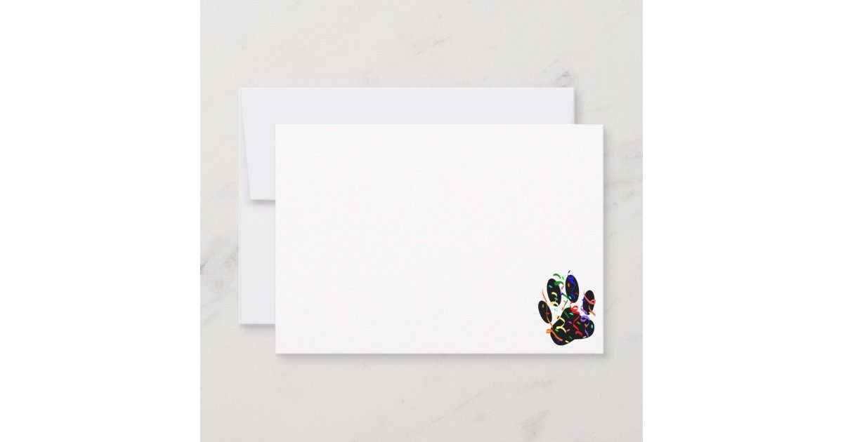 Dog Paw Print With Confetti And Streamer Note Card | Zazzle