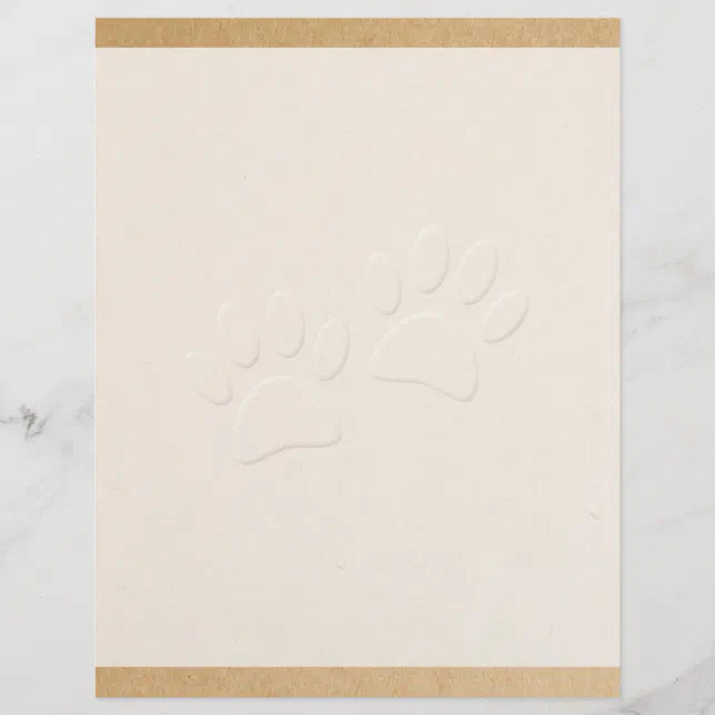 Dog Paw Print With Embossed Effect Letterhead | Zazzle