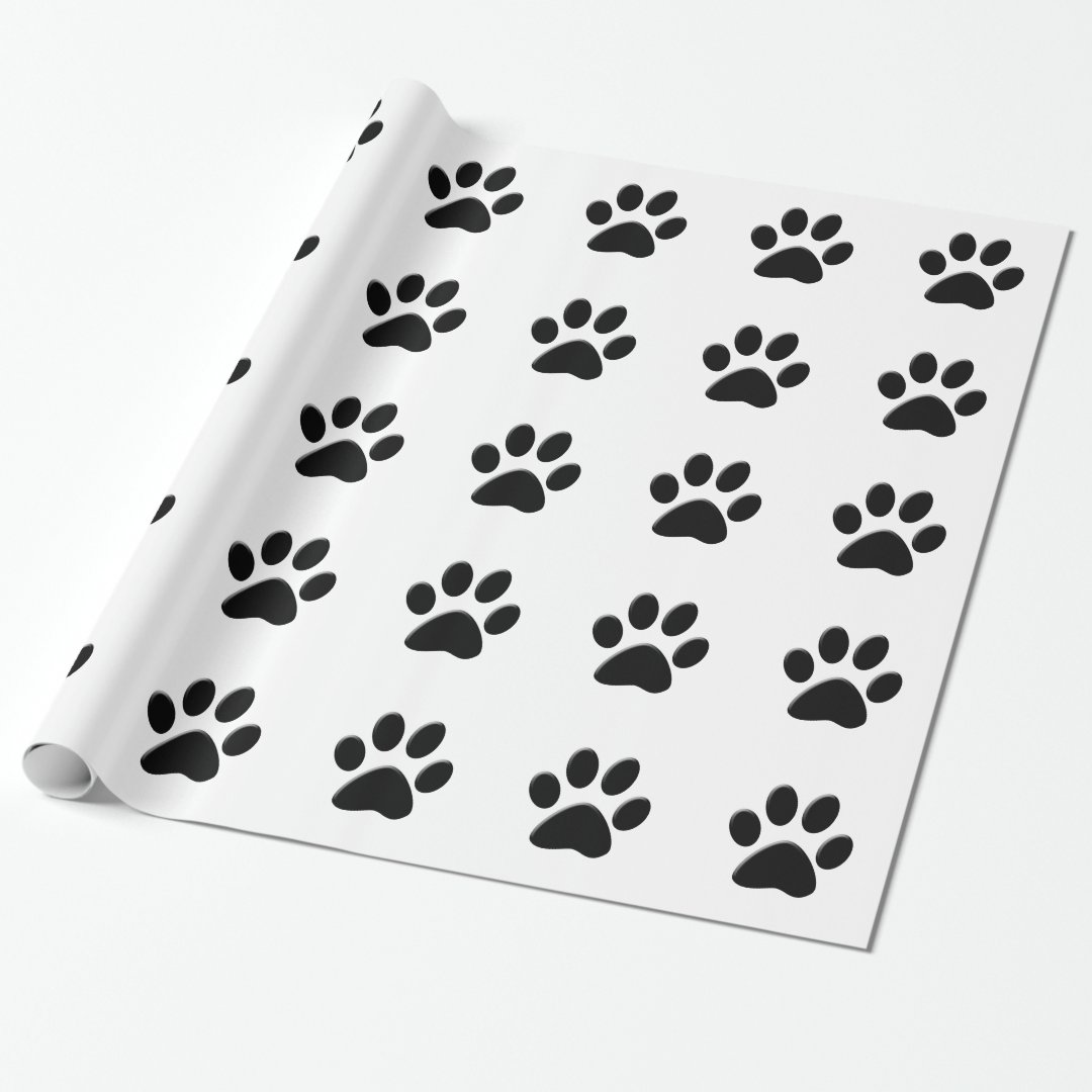 DOG PAW PRINT WRAPPING PAPER | Zazzle