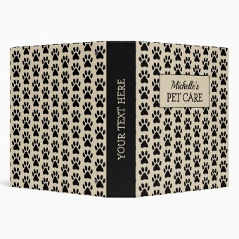 Dog paw prints binder book for pet owner or vet | Zazzle