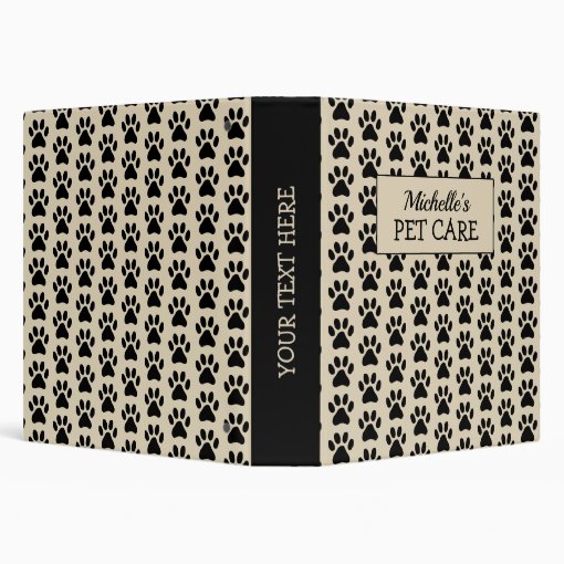 Dog paw prints binder book for pet owner or vet | Zazzle