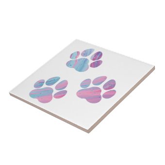 Dog Paw Prints - Colorful Paint Swirls Ceramic Tile | Zazzle