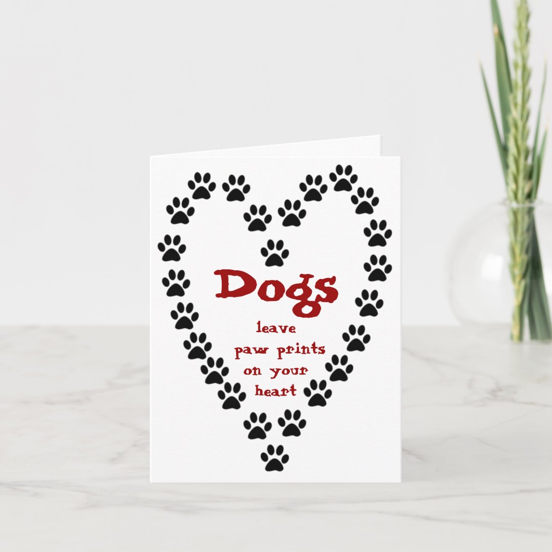 Dog Paw Prints Heart Card | Zazzle