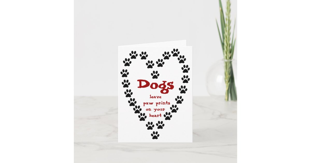 Dog Paw Prints Heart Card | Zazzle