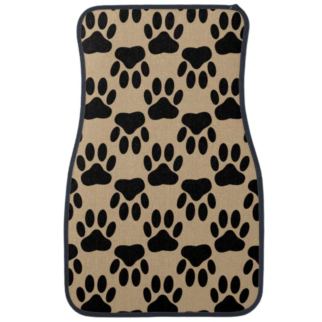 Dog Paw Prints On Tan Background Car Mat | Zazzle